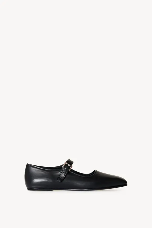 THE ROW Ava Leather Mary Jane - Black