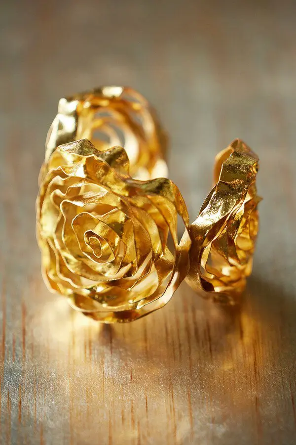Natori Rosette Plated Cuff Bracelet