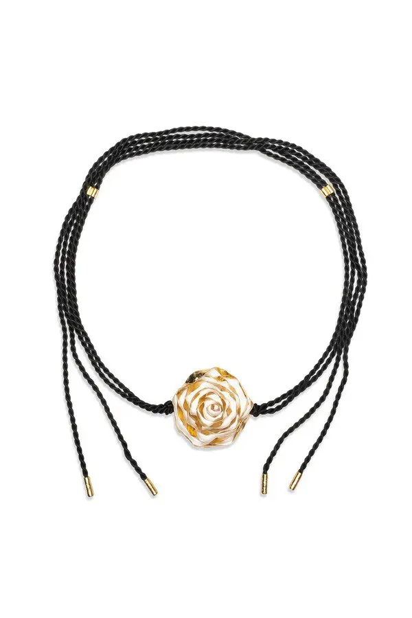 Natori Rosette Pendant Rope Belt - Gold