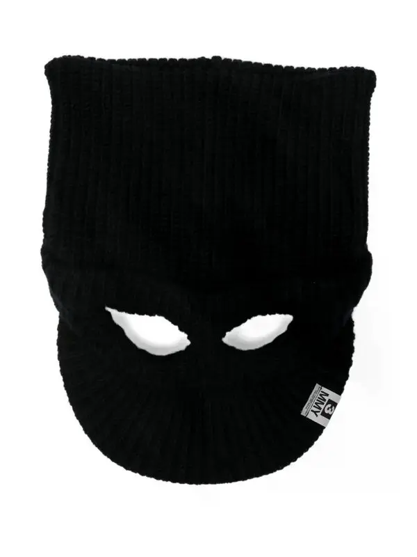 Mihara Yasuhiro Masked Ribbed Cap - Black