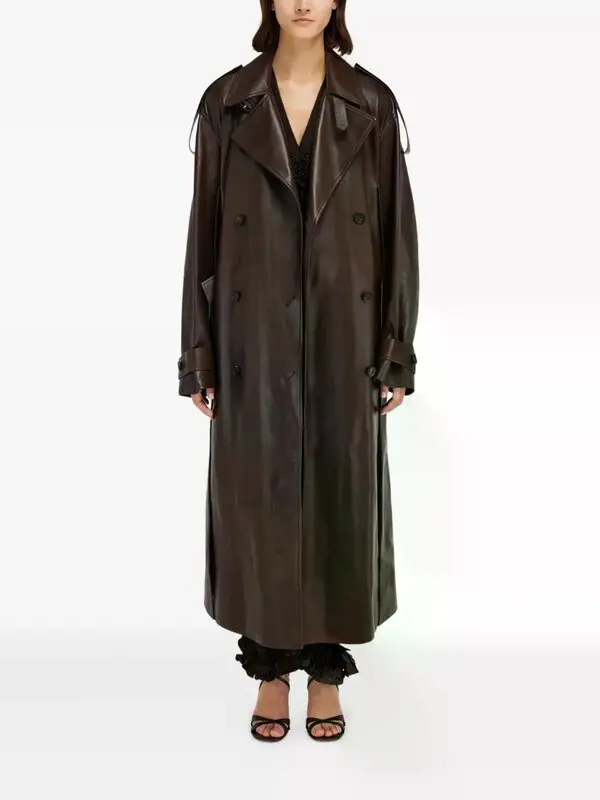FERRAGAMO Belted Nappa Leather Trench Coat