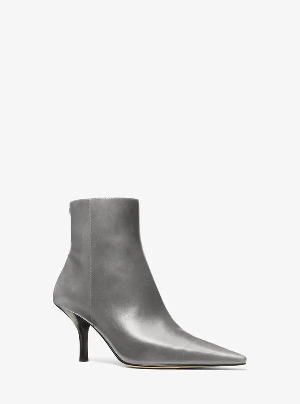 Michael Kors Selina Burnished Leather Ankle Boots - Grey
