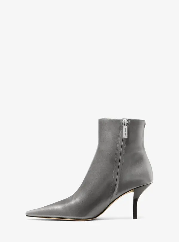 Michael Kors Selina Burnished Leather Ankle Boots - Grey