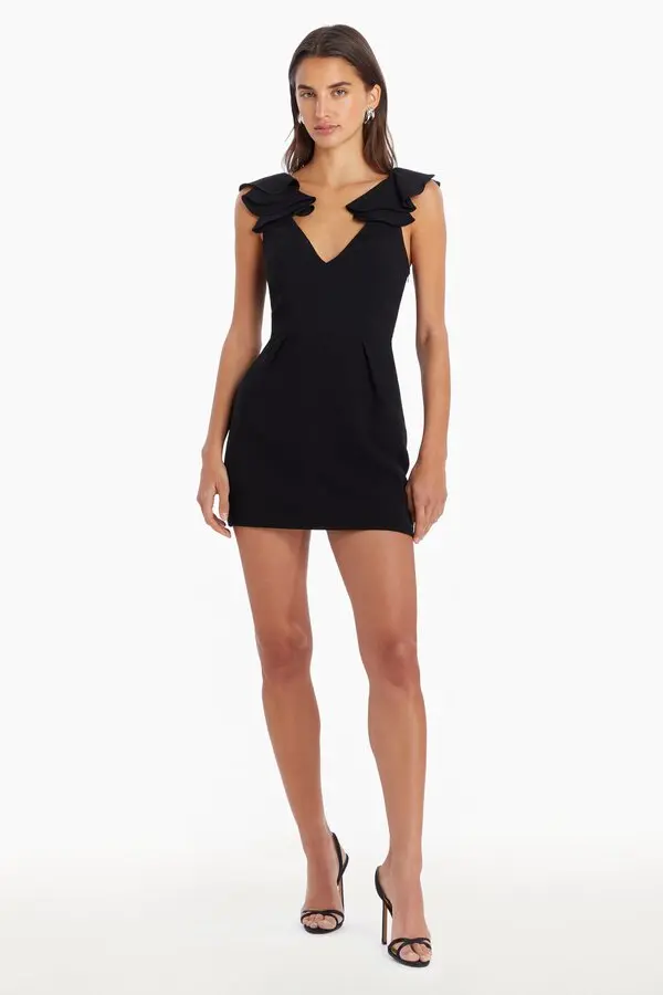 Amanda Uprichard Gimlet Mini Dress With Ruffled Straps - Black