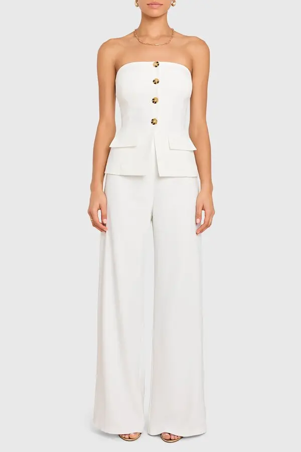 Amanda Uprichard Yadira Strapless Jumpsuit - Ivory