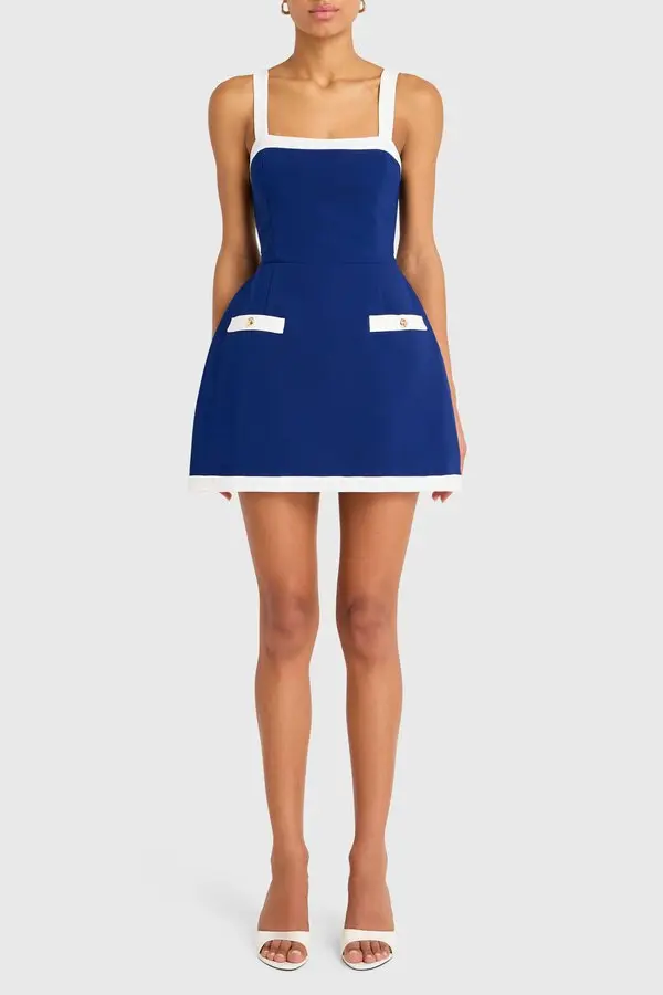 Amanda Uprichard Martini Mini Skort Romper - Navy,ivory