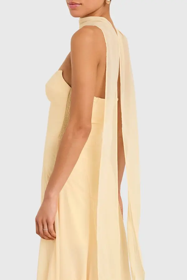 Amanda Uprichard Monterey Chiffon Midi Dress With Scarf