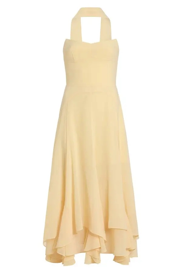 Amanda Uprichard Monterey Chiffon Midi Dress With Scarf