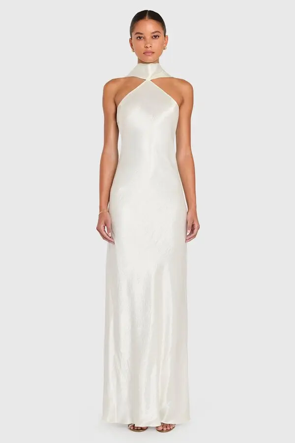 Amanda Uprichard Ashton Maxi Dress In Satin - Ivory