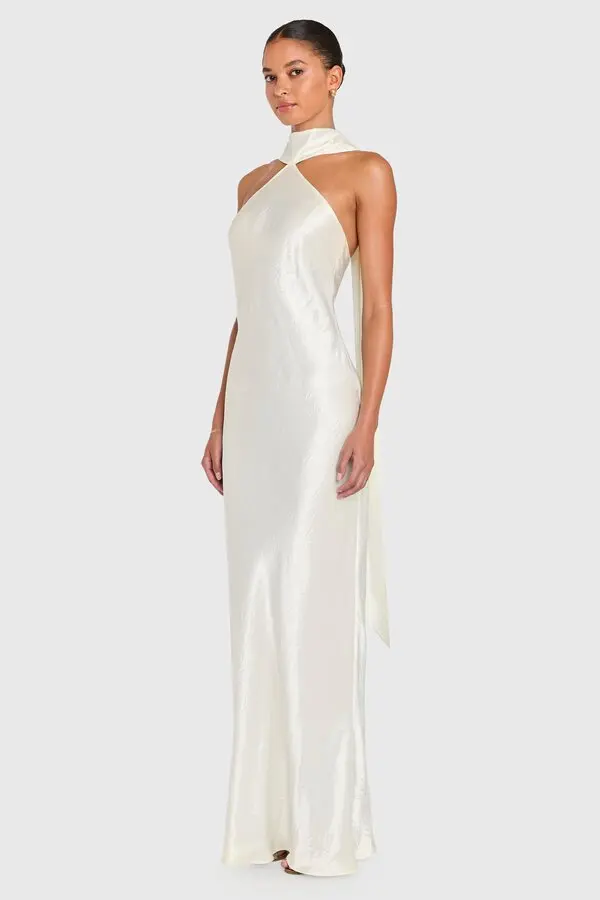 Amanda Uprichard Ashton Maxi Dress In Satin - Ivory