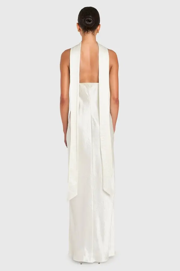 Amanda Uprichard Ashton Maxi Dress In Satin - Ivory