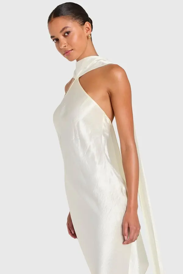 Amanda Uprichard Ashton Maxi Dress In Satin - Ivory