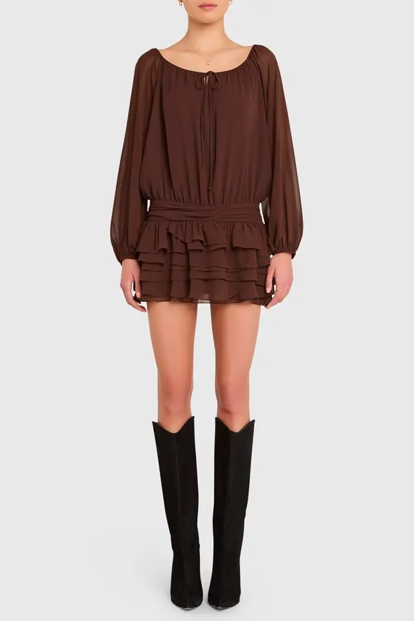 Amanda Uprichard Dallas Skort Romper - Cocoa