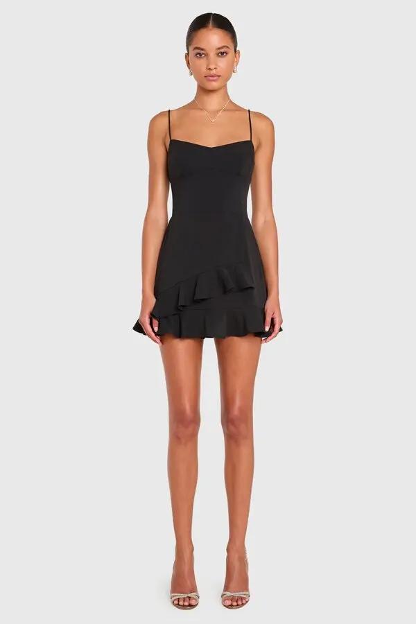 Amanda Uprichard Magnolia Mini Skort Romper - Black