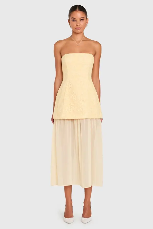 Amanda Uprichard Linda Midi Dress - Cornsilk
