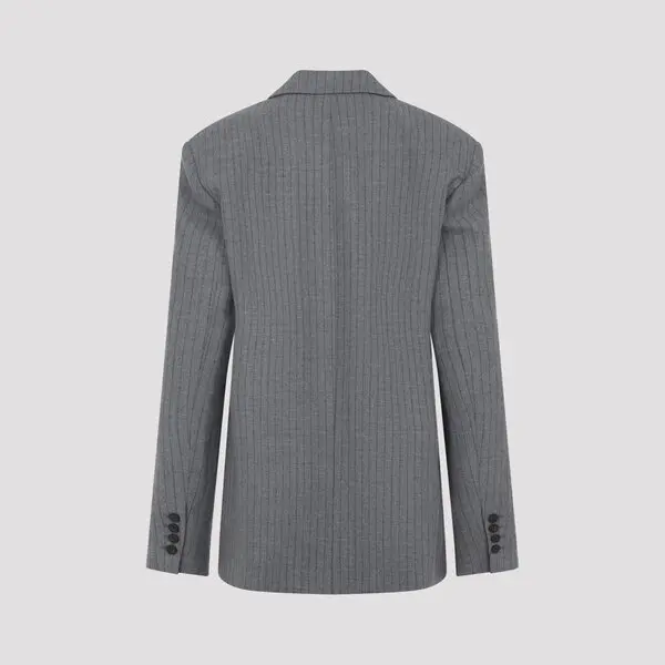 THE FRANKIE SHOP Newark Pinstripe Double Breasted Blazer - Grey