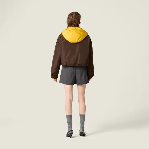 Miu Miu Technical Pongé Down Cropped Hoodie Jacket