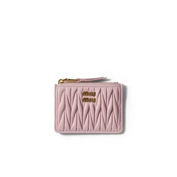 Miu Miu Matelassé Nappa Leather Card Holder - Alabaster Pink