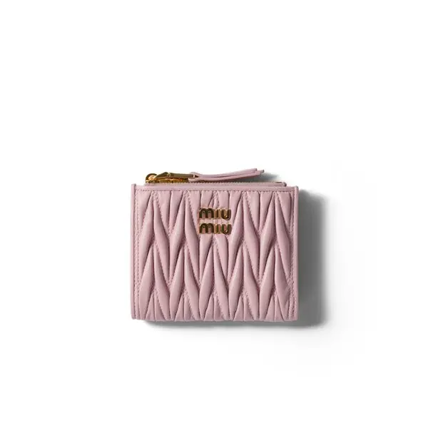 Miu Miu Matelassé Nappa Leather Small Wallet - Alabaster Pink