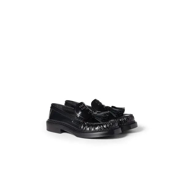 Miu Miu Tassel Loafers In Polished Leather - Black