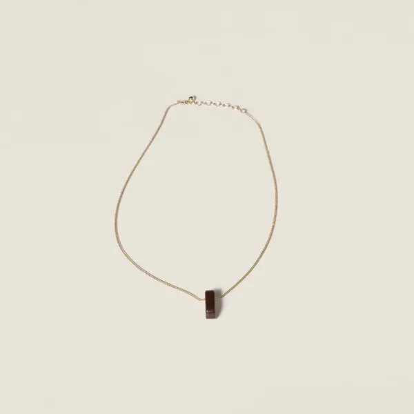 Miu Miu Metal Necklace - Dark Brown