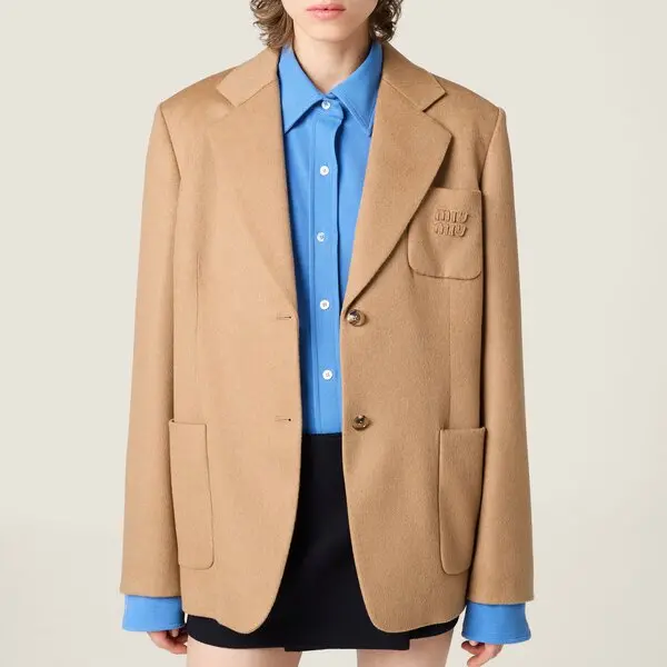 Miu Miu Single-breasted Camel Hair Jacket