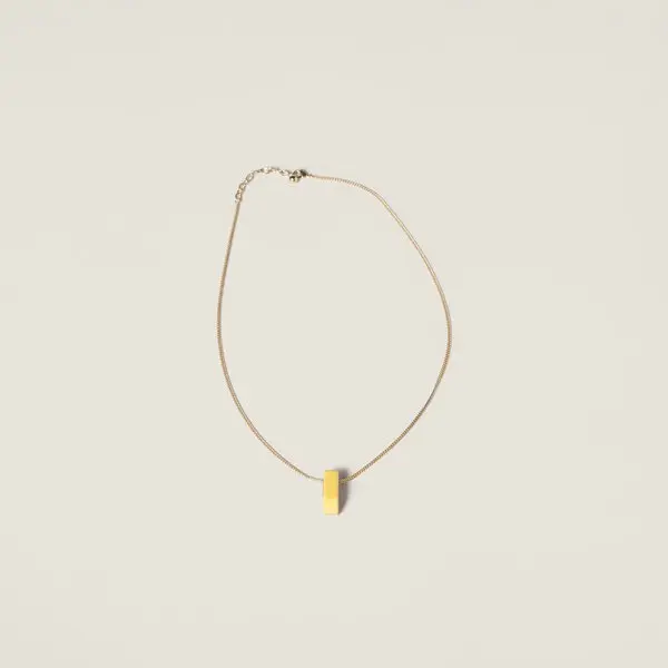 Miu Miu Metal Pendant Necklace - Yellow
