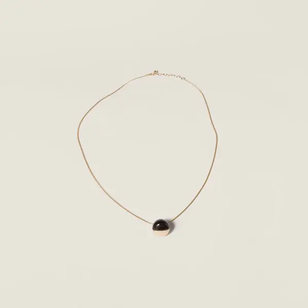Miu Miu Metal Pendant Necklace - Dark Brown