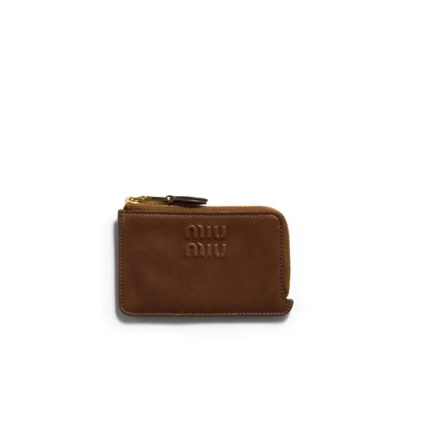 Miu Miu Nappa Leather Envelope Card Holder - Oak