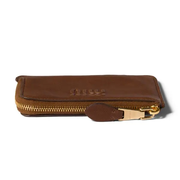 Miu Miu Nappa Leather Envelope Card Holder - Oak