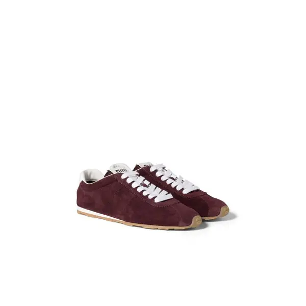 Miu Miu Plume Suede Sneakers - Burgundy