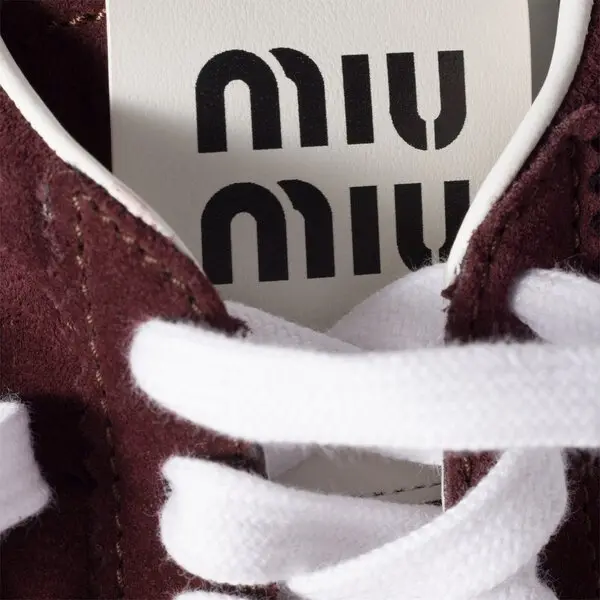Miu Miu Plume Suede Sneakers - Burgundy