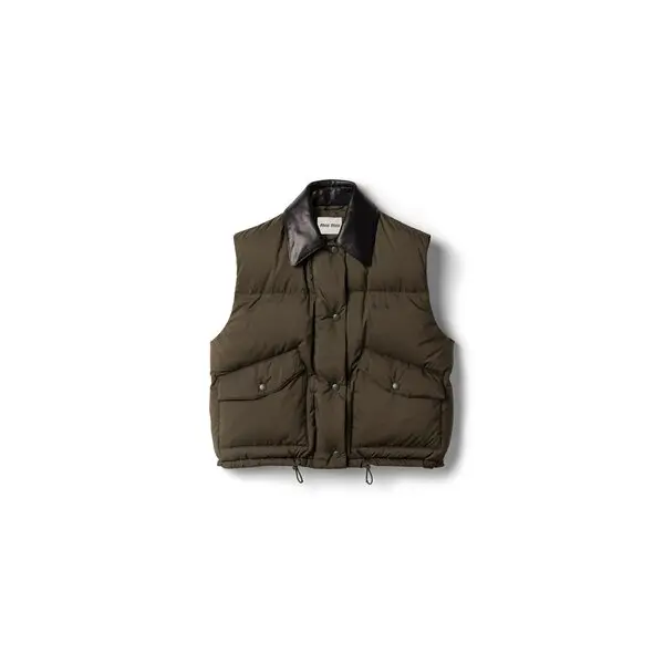 Miu Miu Technical Pongé Down Vest - Forest Green