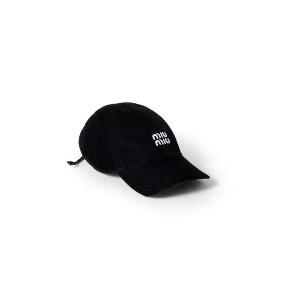 Miu Miu Velvet Baseball Cap - Black/tobacco