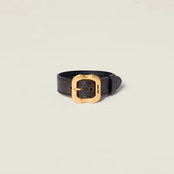 Miu Miu Nappa Leather Bracelet - Coffee Brown