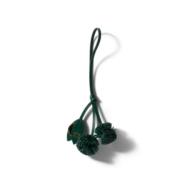 Miu Miu Trick Leather Keyring - Billiard Green