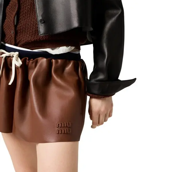 Miu Miu Plongé Nappa Leather Miniskirt - Palisander