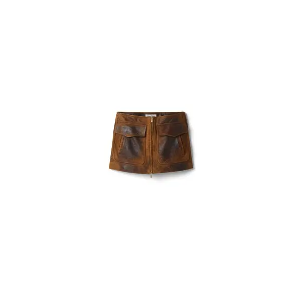 Miu Miu Waxed Suede Leather Mini-skirt