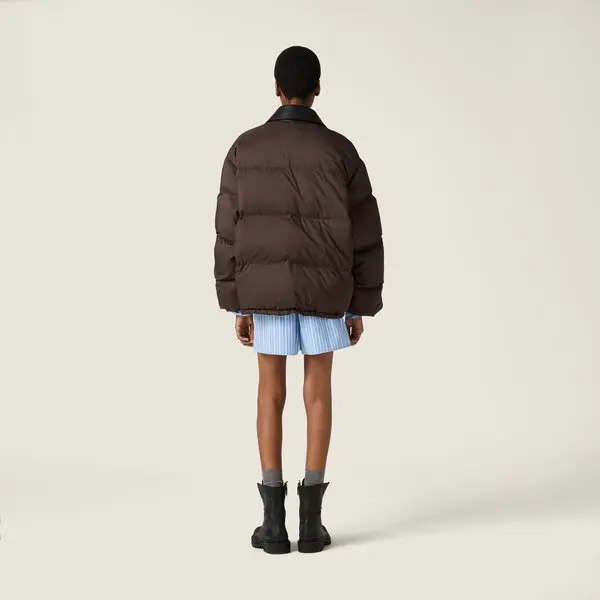 Miu Miu Technical Pongé Cropped Down Jacket - Ebony