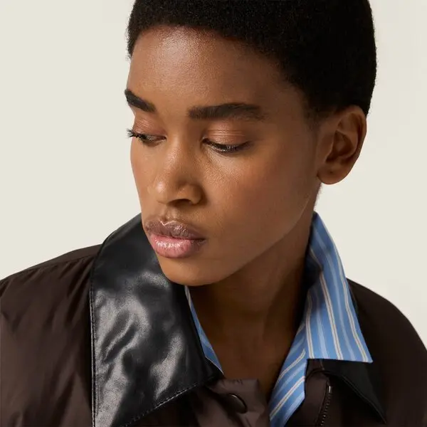 Miu Miu Technical Pongé Cropped Down Jacket - Ebony