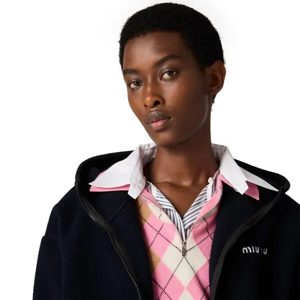 Miu Miu Hooded Jersey Jacket - Navy | Editorialist