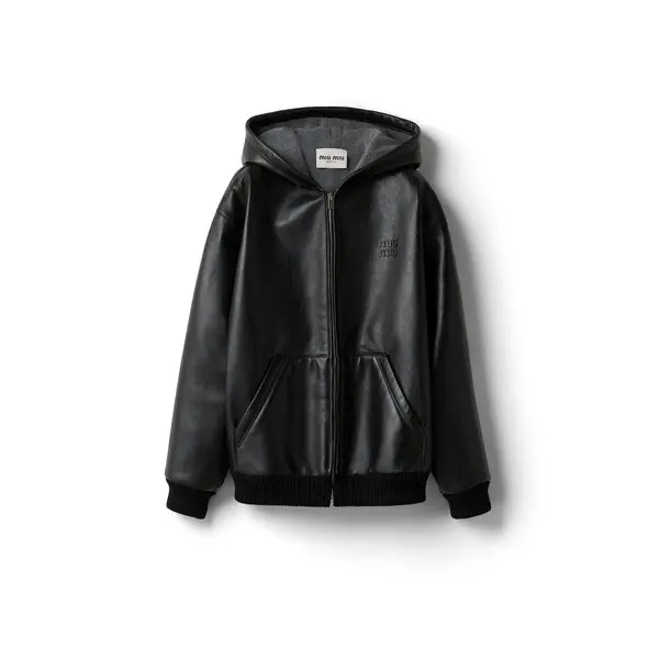 Miu Miu Nappa Leather Hoodie Jacket