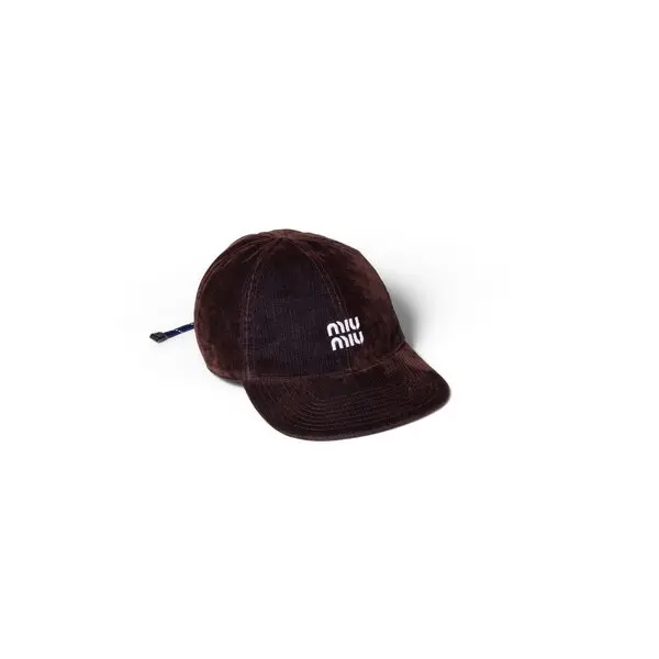 Miu Miu Velvet Baseball Cap - Brown/baltic Blue