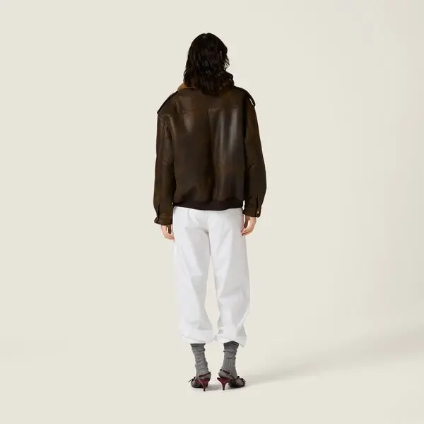 Miu Miu Shearling Blouson Jacket - Dark Brown