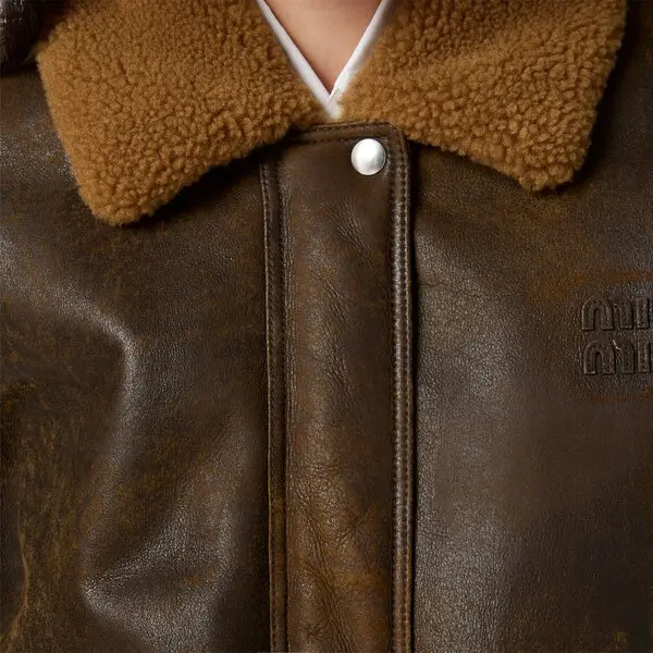 Miu Miu Shearling Blouson Jacket - Dark Brown