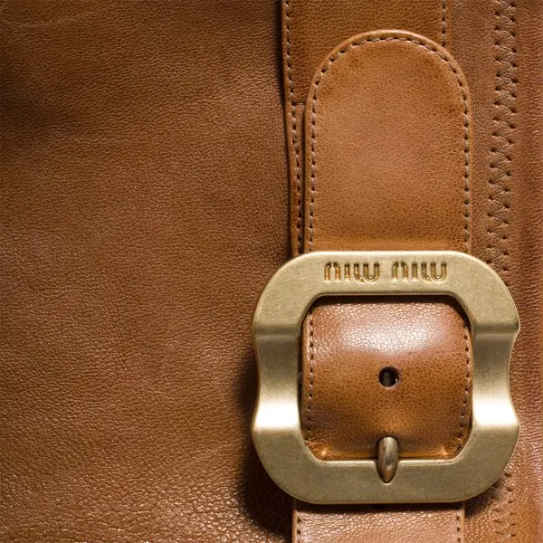 Miu Miu Nappa Leather Buckle Boots - Caramel