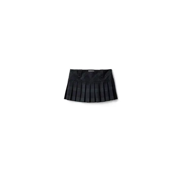 Miu Miu Pleated Checked Twill Miniskirt