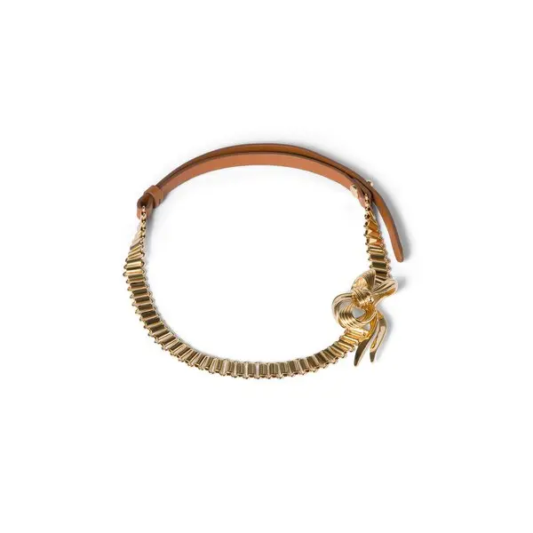 Miu Miu Metal And Leather Necklace - Gold