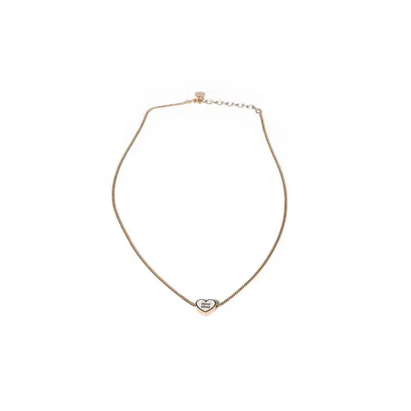 Miu Miu Metal Pendant Necklace - Gold/white