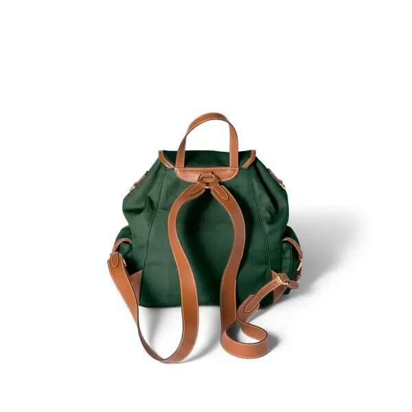 Miu Miu Canvas And Leather Backpack - Billiard Green/brandy